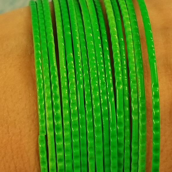Jewelry | Nwt Neon Green Bangles Set Of 15 85 | Poshmark